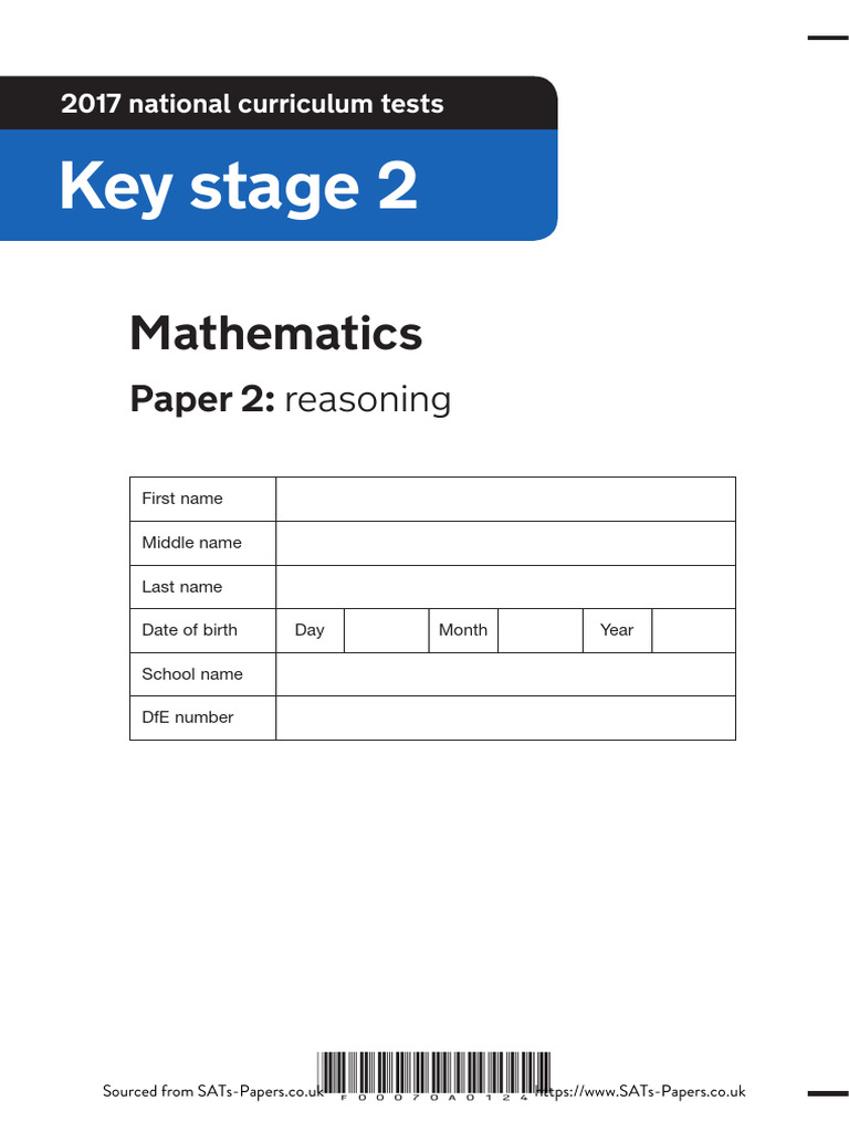 ks2 Mathematics 2017 Paper 2 | PDF | Copyright | Question