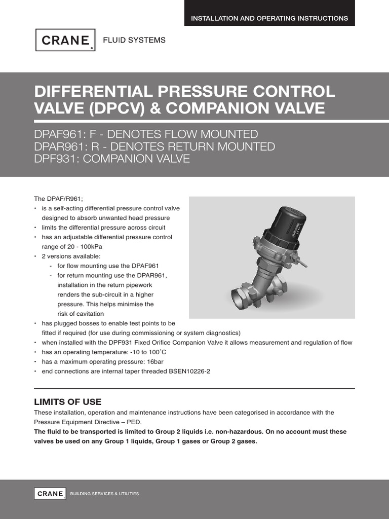 Cfs DPCV Iom Dpaf961 Dpar961 Dpf931 | PDF | Valve | Pump