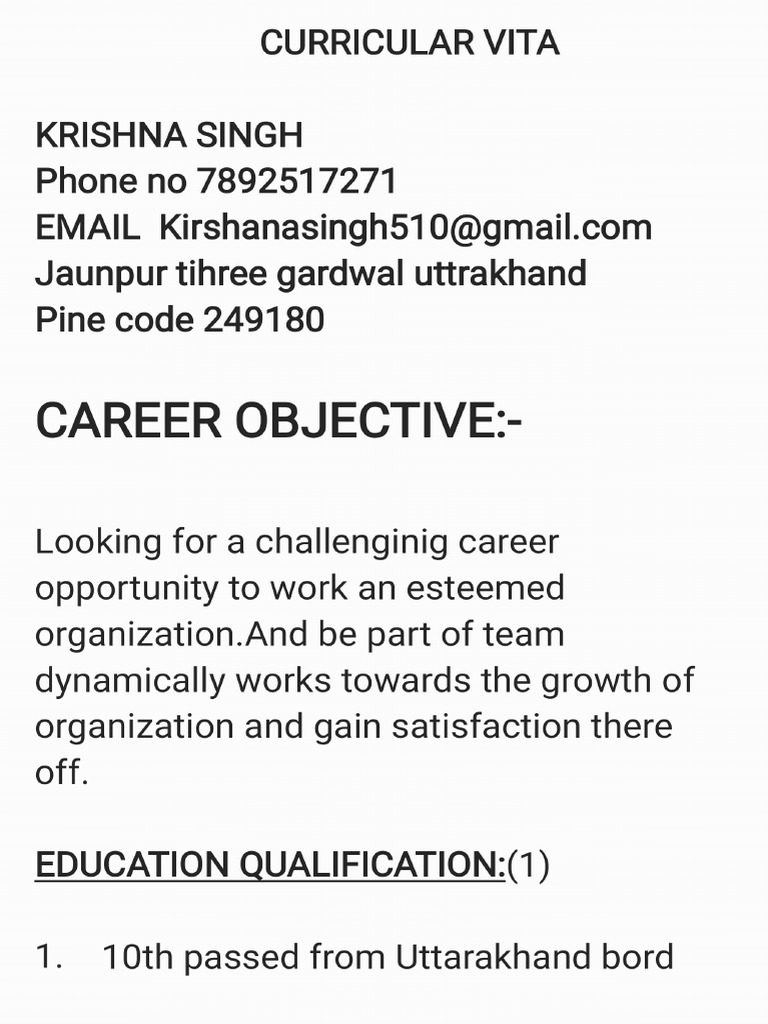 Krishna Singh Cv | PDF