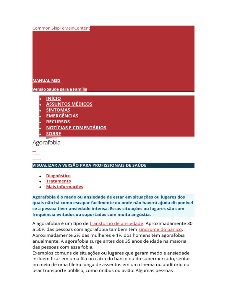 Entendendo a Agorafobia e Tratamentos | PDF | Transtorno de pânico ...