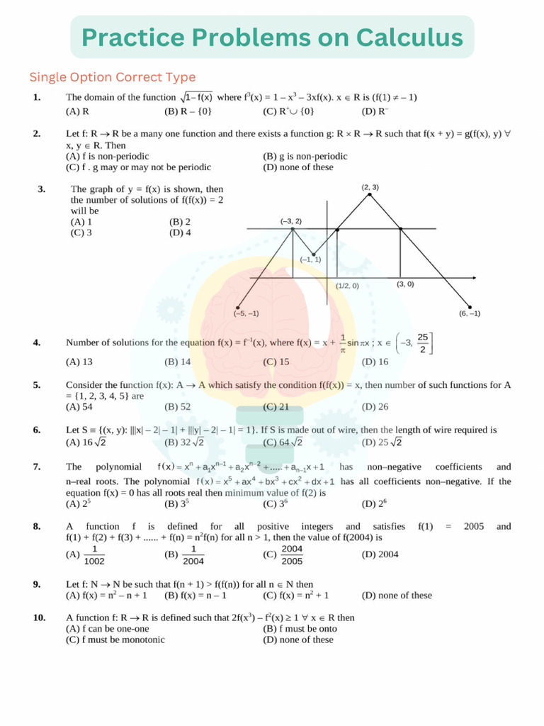 Practice Problems On Calculus - JEE Mains - JEE Advanced | PDF