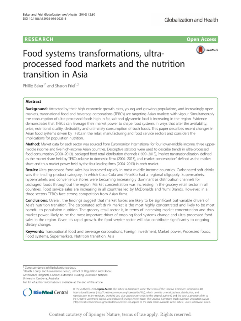 Food Systems Transformations Ultra-Processed Food | PDF | Retail ...