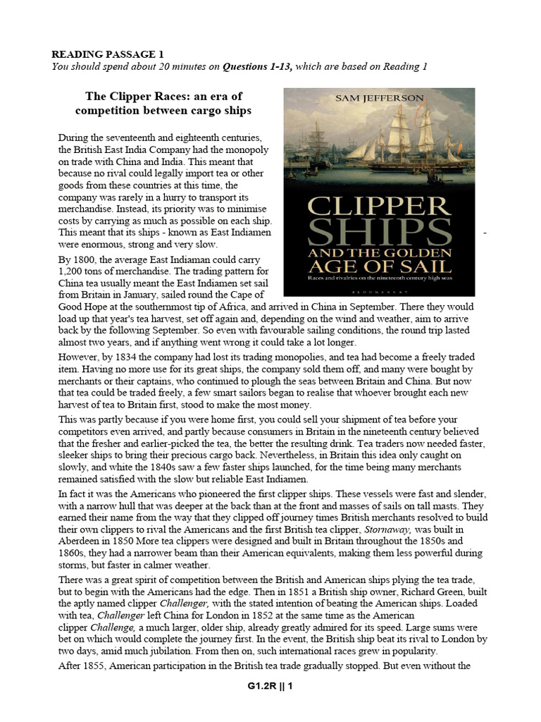 The Clipper Races: An Era of Competition Between Cargo Ships | PDF ...