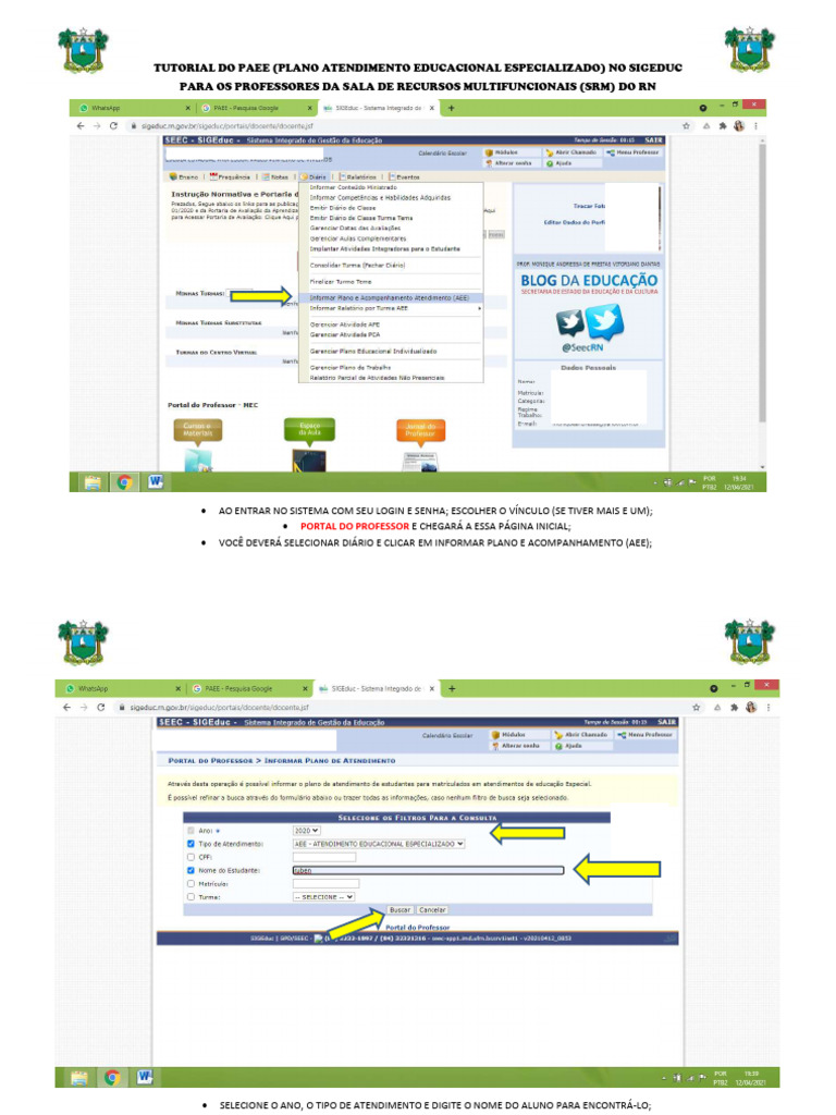 Tutorial PAEE para Professores SRM RN | PDF | Carreira e Crescimento ...