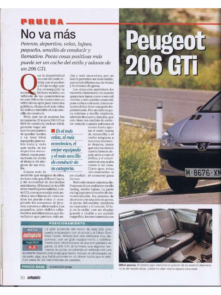Prueba Autopista Peugeot 206 GTI | PDF