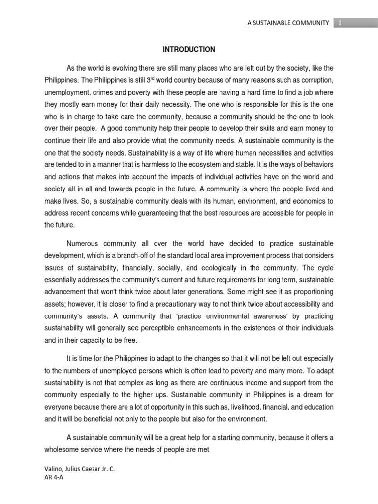 Part 1 - A Sustainable Community | PDF | Sustainability | Precipitation