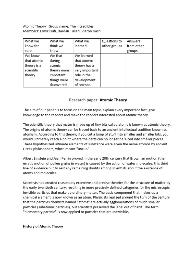 Atomic Theory Project | PDF | Atoms | Atomic Nucleus