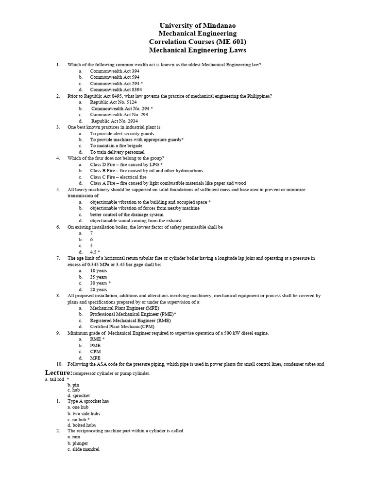 Mechanical Engineering Laws Overview | PDF | Boiler | Crane (Machine)