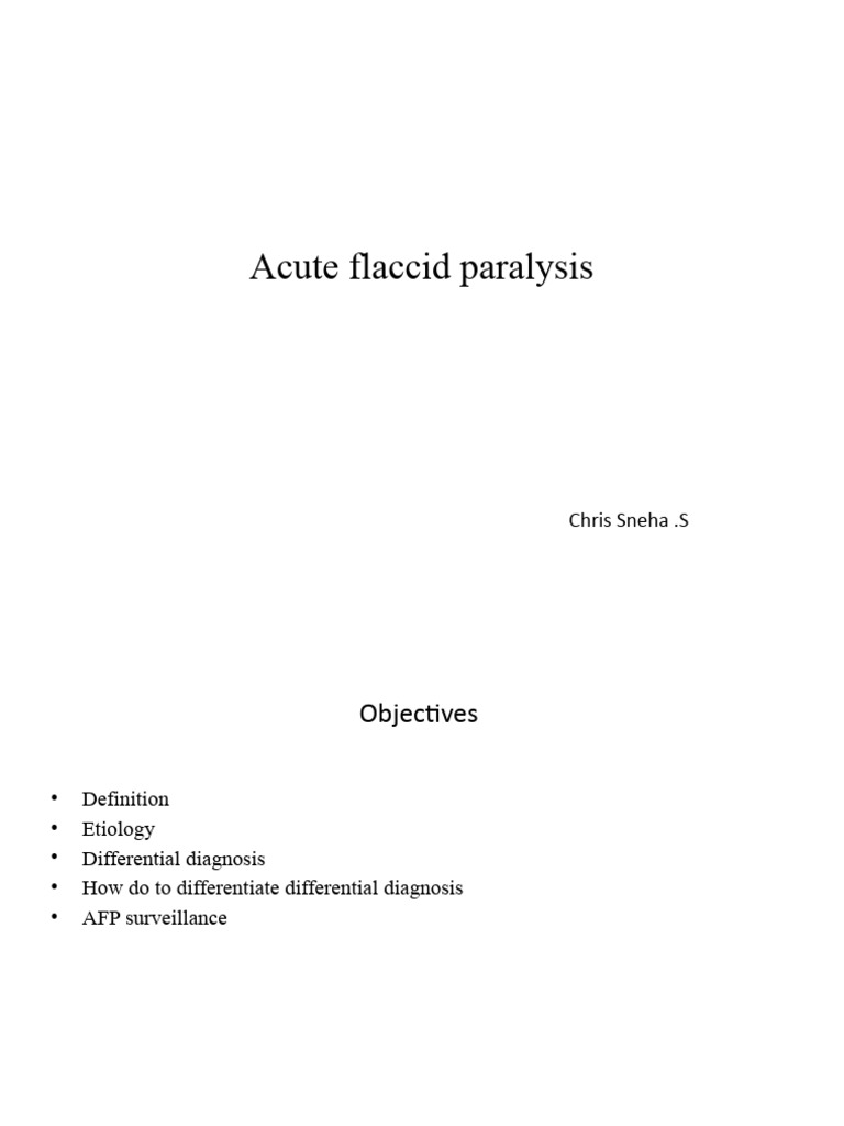 Acute Flaccid Paralysis | PDF | Syndrome | Health Sciences