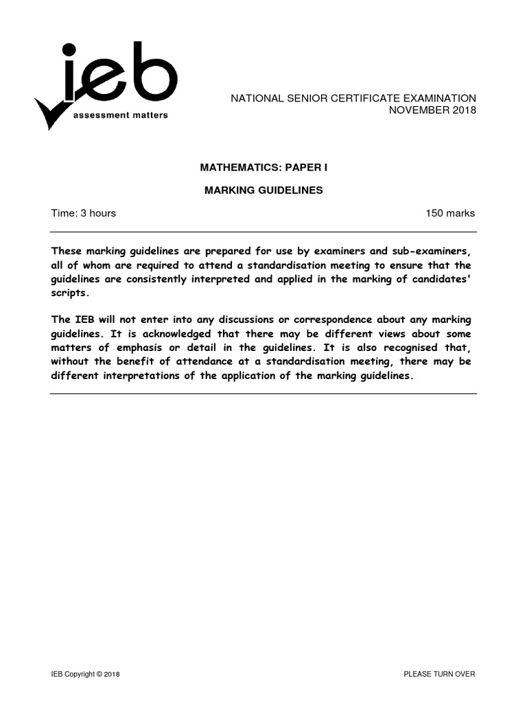 Mathematics P1 Memo 2018 | PDF | Mathematical Concepts | Mathematics
