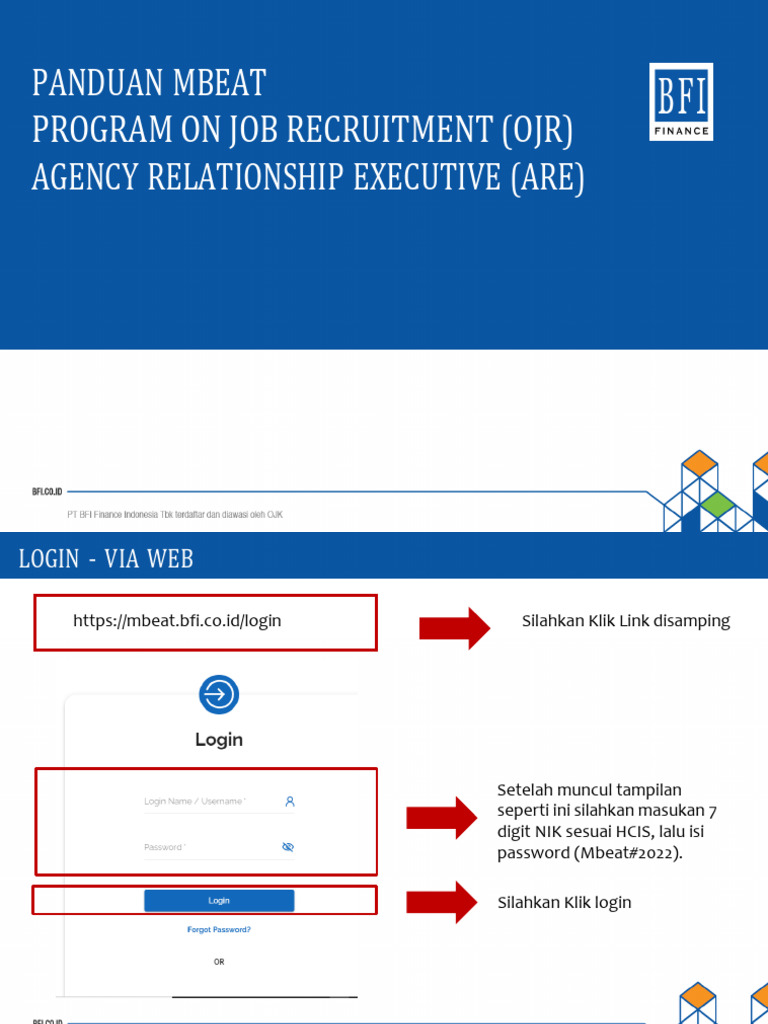 Panduan Login dan Modul OJR BFI | PDF