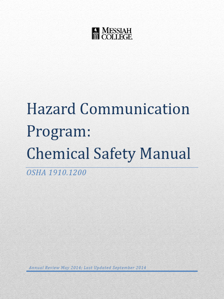 OSHA 1910.1200-Hazard Communication Program-Chemical Safety Manual ...
