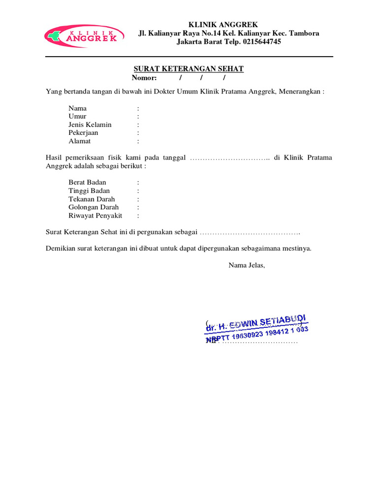 Surat Keterangan Sehat | PDF | Kesehatan Holistik
