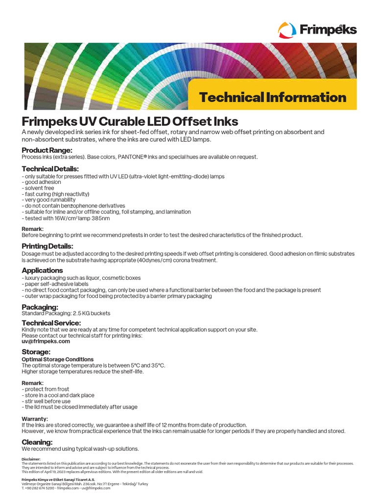 UV Offset Ink (LED) | PDF | Color | Ultraviolet