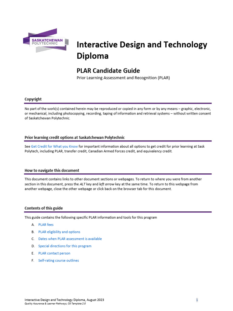 Interactive Design Technology Plar Candidate Guide | PDF | Learning ...