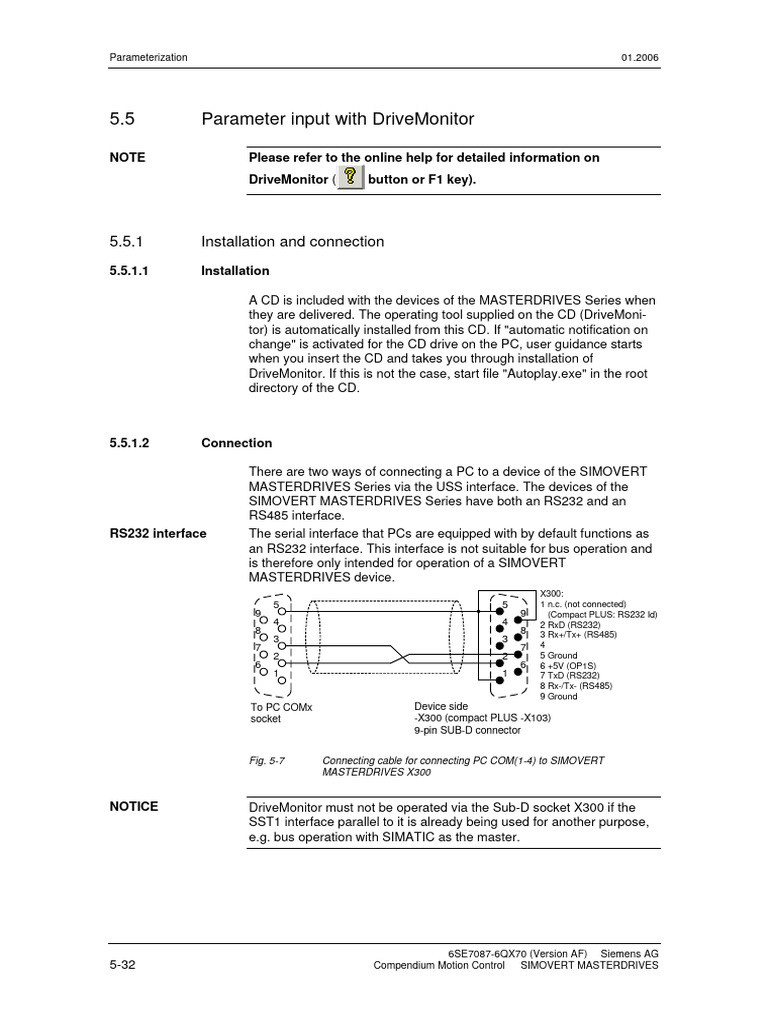 5.5 Parameter Input With Drivemonitor: 5.5.1 Installation and Connection | PDF | System Software ...