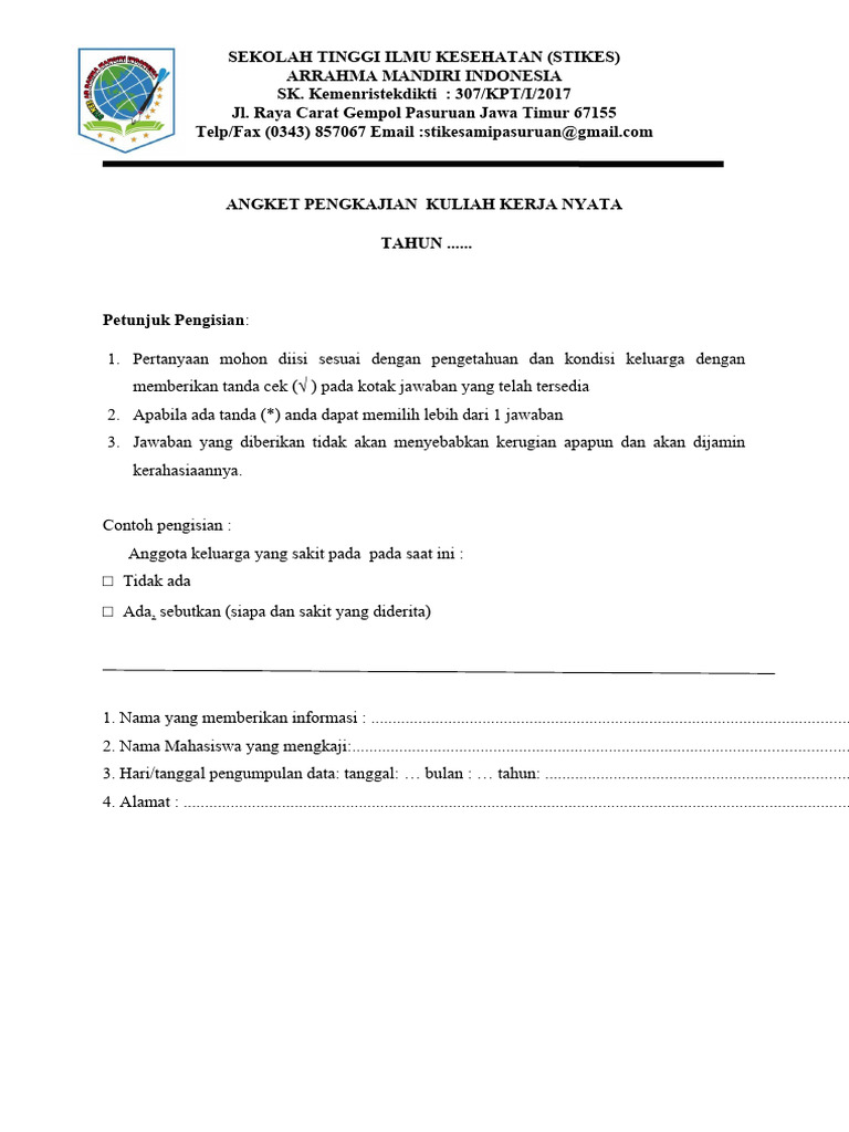 Format Angket KKN | PDF