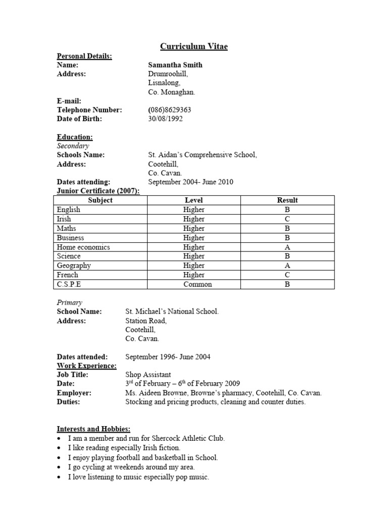Curriculum Vitae EXAMPLE 1 | PDF