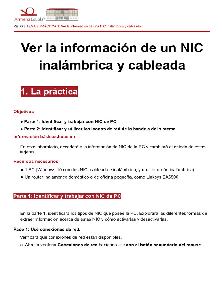R3 - NE - ESS - 3 - 03P - Ver La Información de Un NIC Inalámbrica y Cableada Jared Rodriguez ...