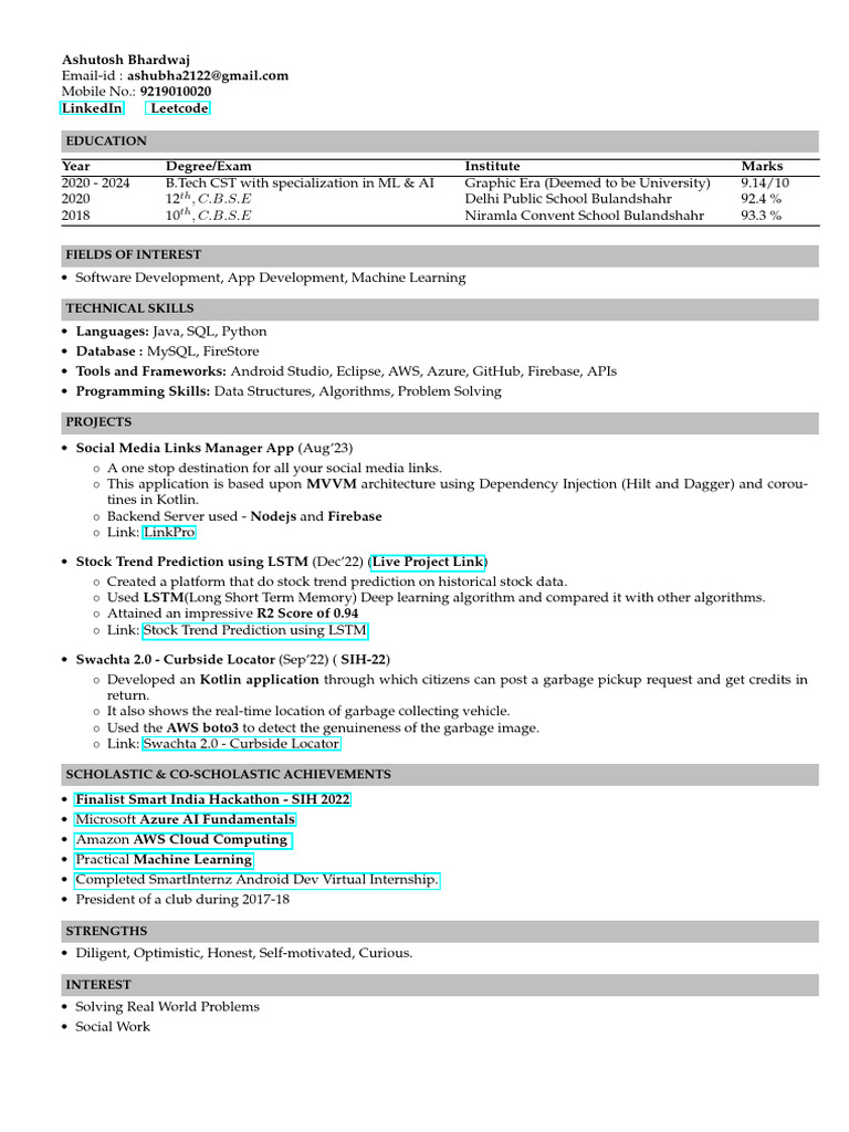 Ashutosh Bhardwaj Resume 2023 (11-08) | PDF | Computers