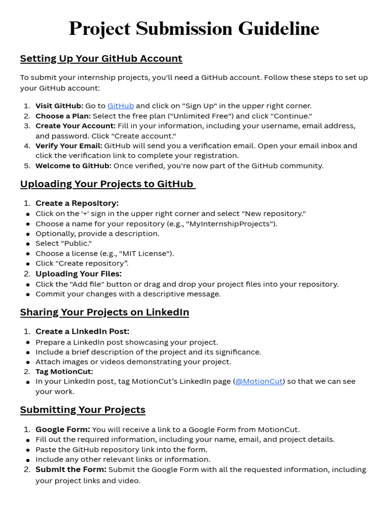Project Submission Guideline | PDF