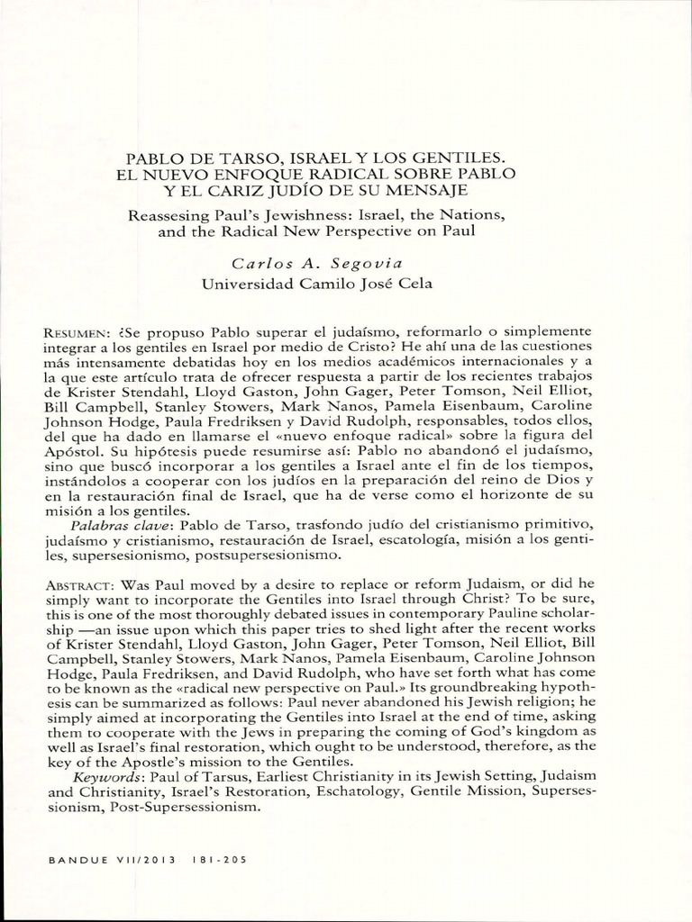 Pablo de Tarso, Israel y Los Gentiles. El Nuevo Enfoque Radical Sobre ...