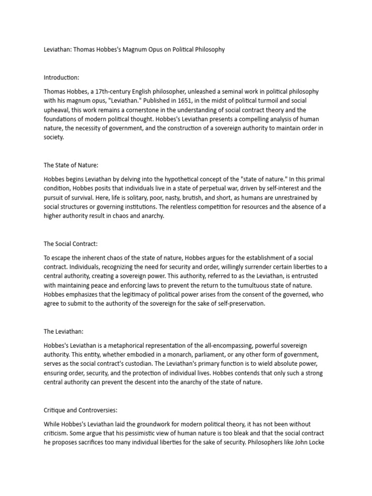 Leviathan | PDF | Social Contract | Thomas Hobbes