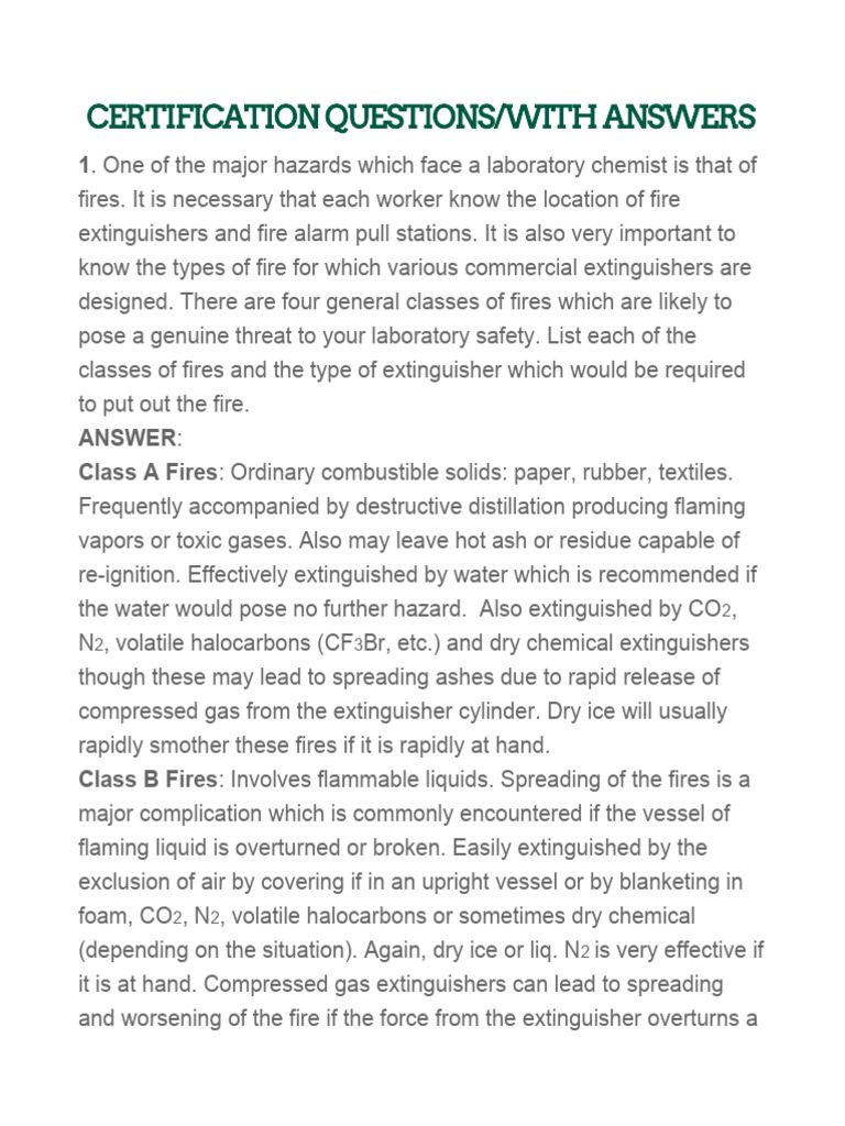 Chem Safety Questions | PDF | Laboratories | Mercury (Element)