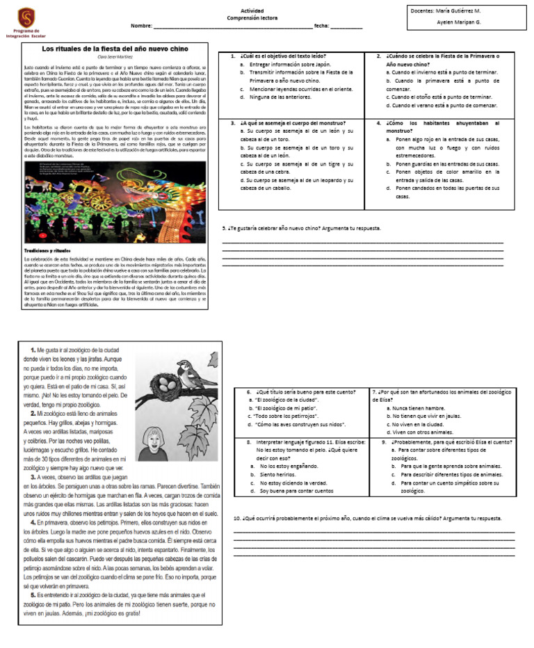 Actividad Comprensión Lectora 3 Basico C Nico Pdf