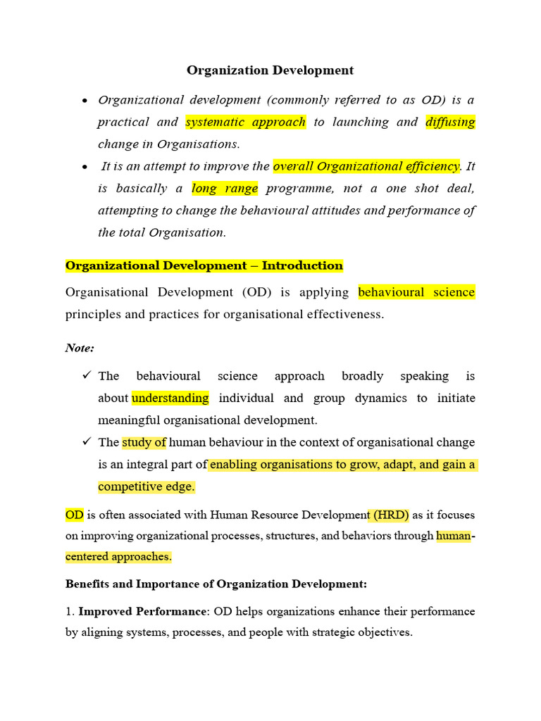Organization Development | Download Free PDF | Organization Development | Behavioural Sciences
