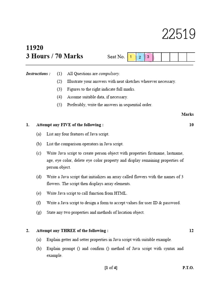 2019 Css Winter Question Paper Pdf Java Script Java Programming Language