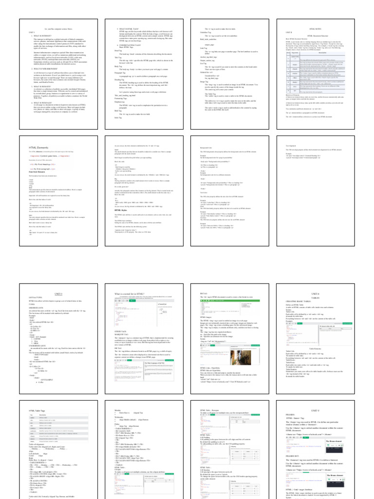 HTML UNIT 1-Merged | PDF | Html Element | World Wide Web