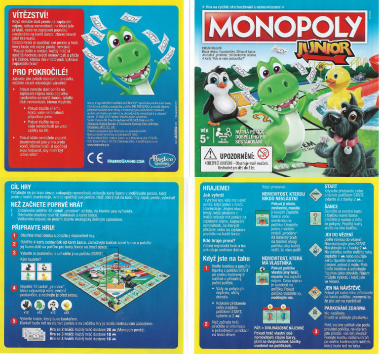 Pravidla - Hasbro Monopoly Junior CZ | PDF