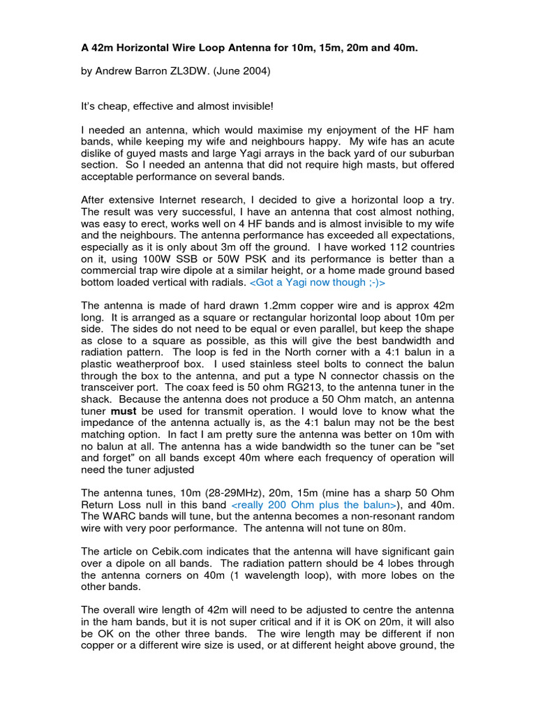 Horizontal Loop Antenna | PDF | Antenna (Radio) | Wireless