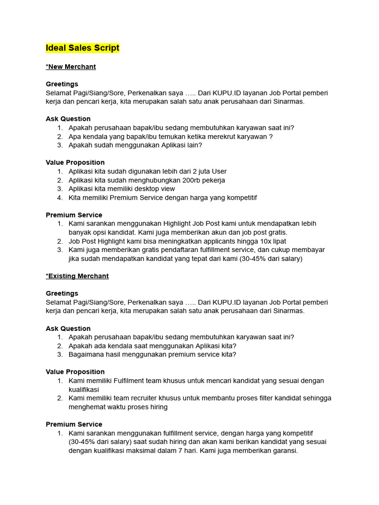 Sales Script | PDF