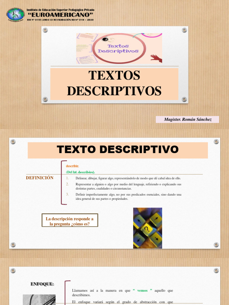 PPT TEXTOS DESCRIPTIVOS | PDF | Objetividad (filosofía) | Realidad