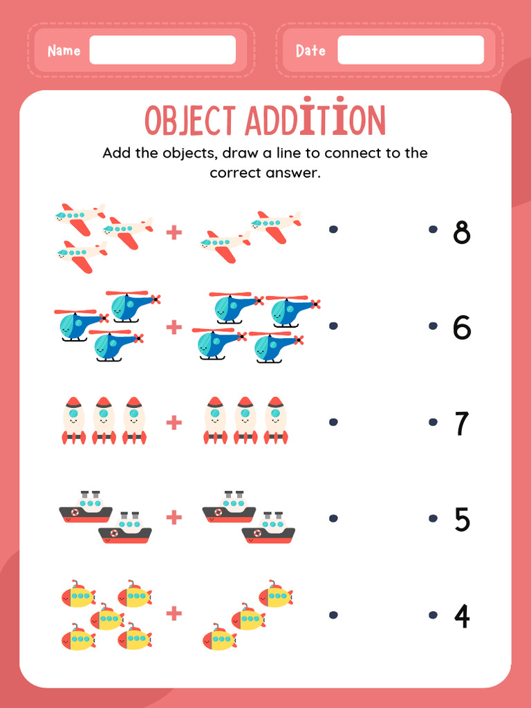 Colorful Illustration Object Addition Worksheet 2 | PDF Colorful Illustration Object Addition Worksheet 2 | PDF