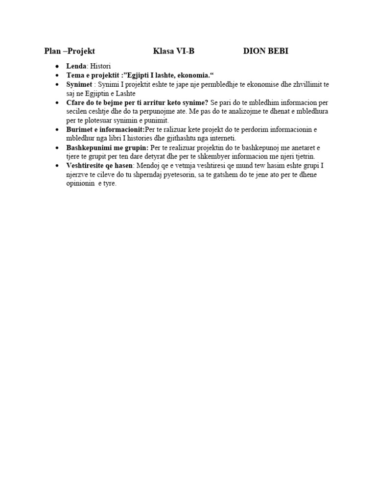 Plan - Projekt Gjeografi | PDF