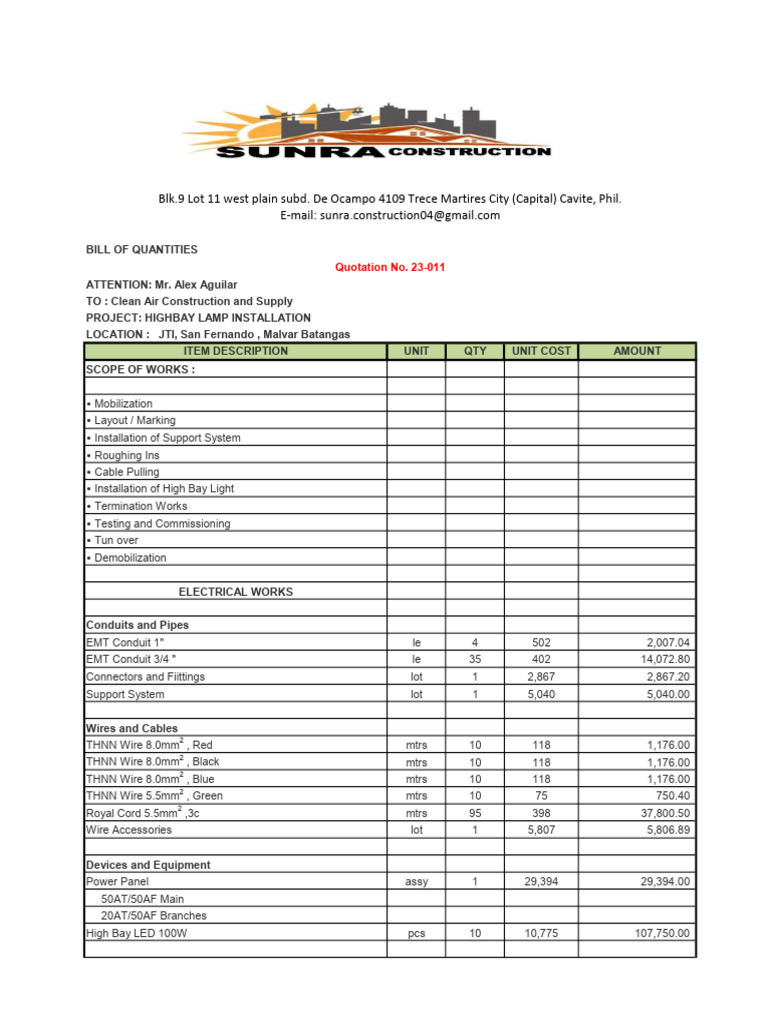 Jti - Highbay Light Installation 23-011 | PDF | Electricity | Electronics