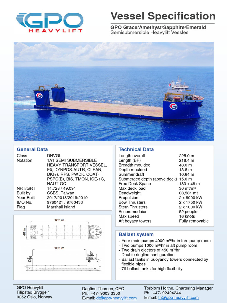 Vessel Specification GPO Vessels | PDF | Ships | Watercraft