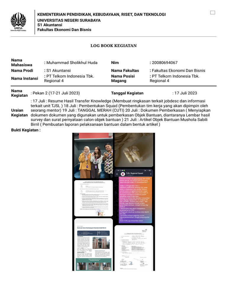 Logbook Mulai Minggu Kedua | PDF | Seni | Sains & Matematika