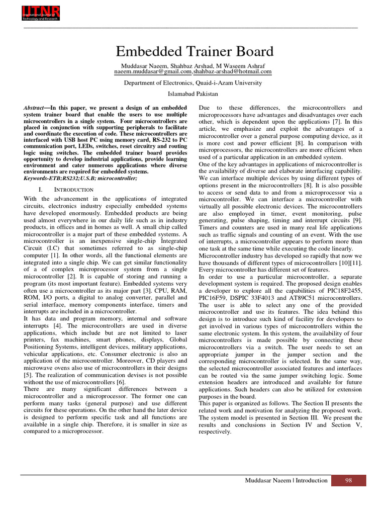 Embedded Trainer Board | PDF | Microcontroller | Embedded System