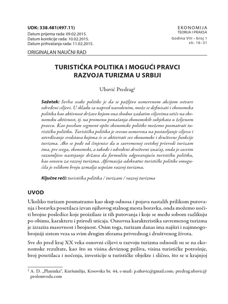 Turisti Ki Razvoj | PDF