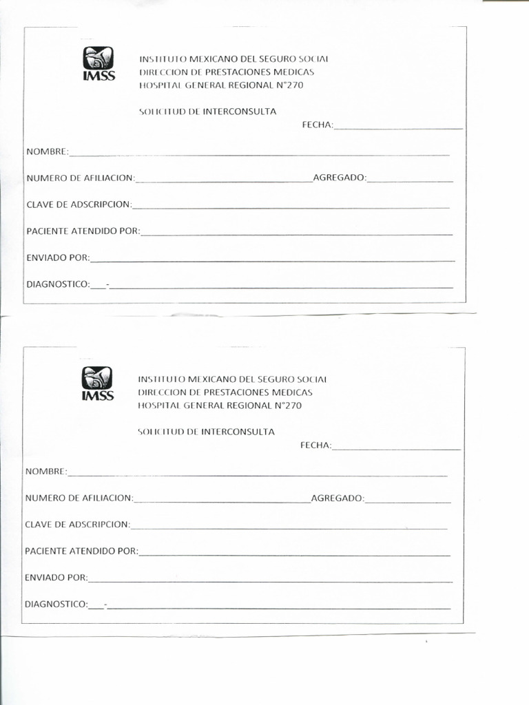 Formato de Interconsulta Médica IMSS | PDF | Derecho