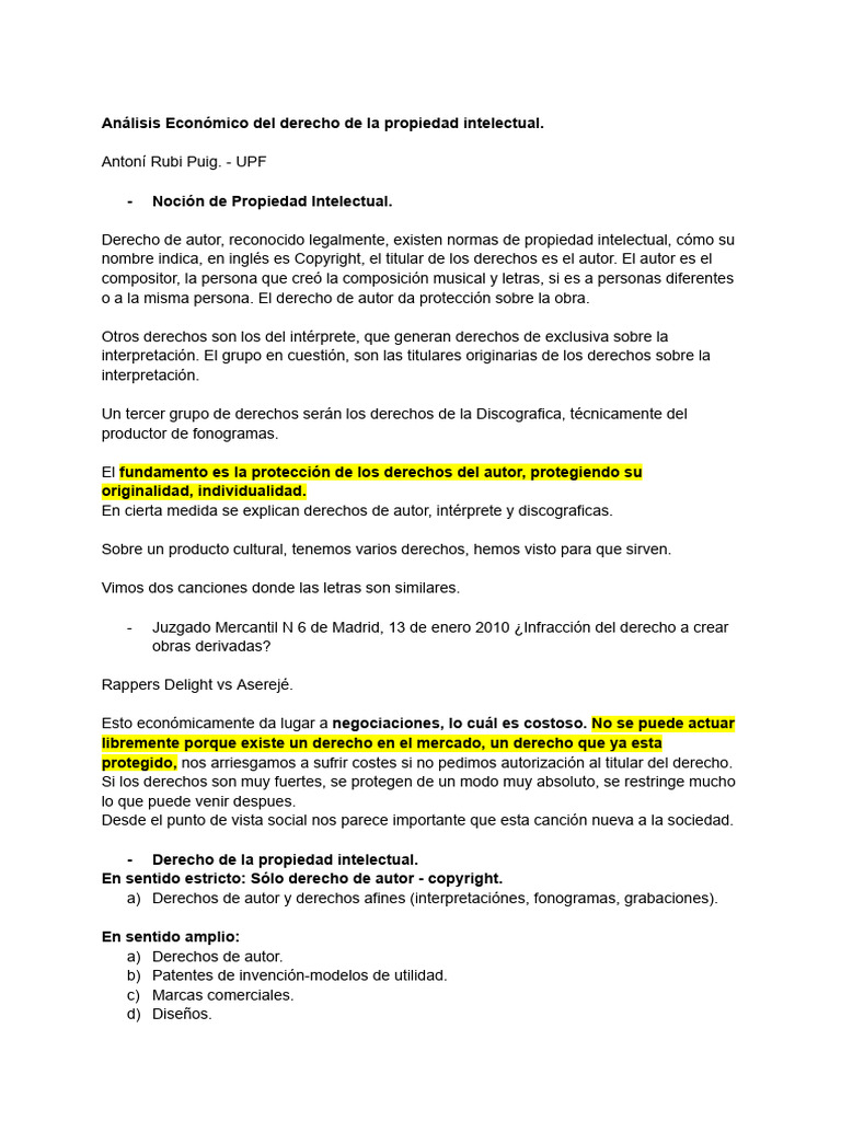 Análisis Económico Del Derecho de Propiedad Intelectual - Antoní Rubi Puig. | PDF | Derechos de ...