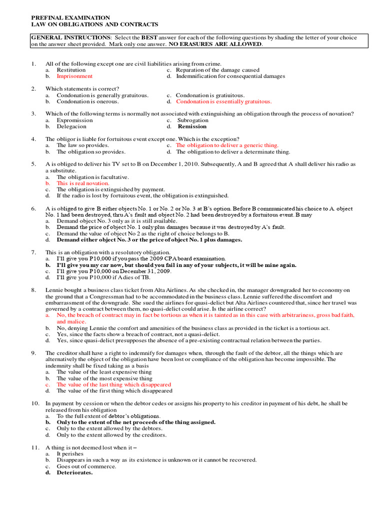 Prefinal Examination Oblicon | PDF | Foreclosure | Offer And Acceptance