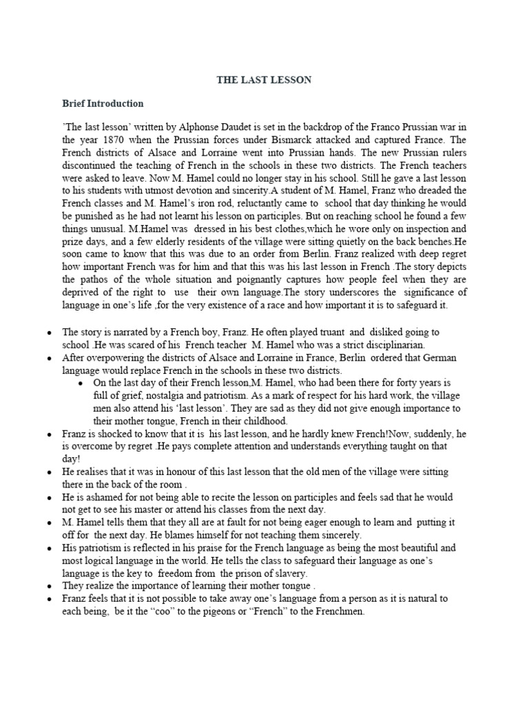 The Last Lesson | PDF