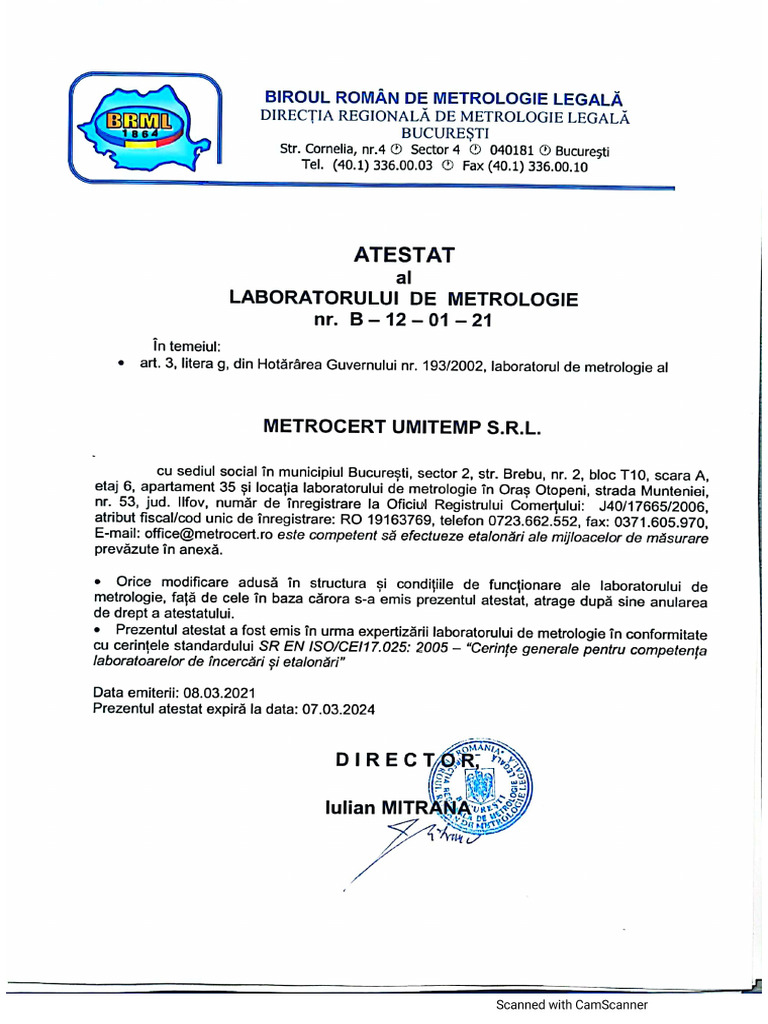 Atestat Umitemp 2021-2024 | PDF