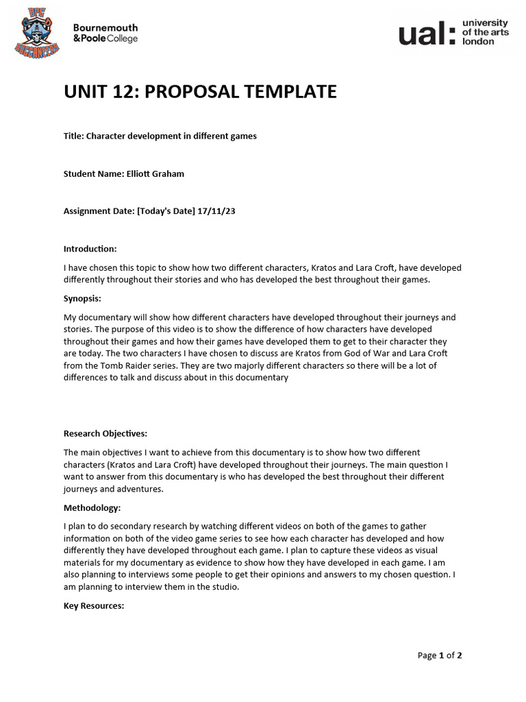Unit 12 Yr2 Proposal Template 1 | PDF