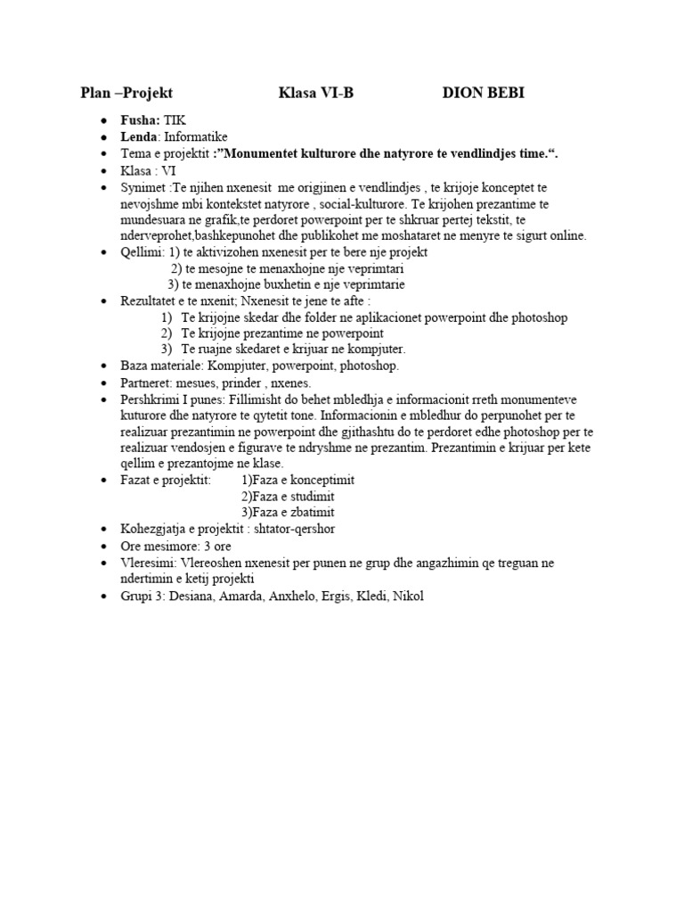 plan projekt TIK | PDF